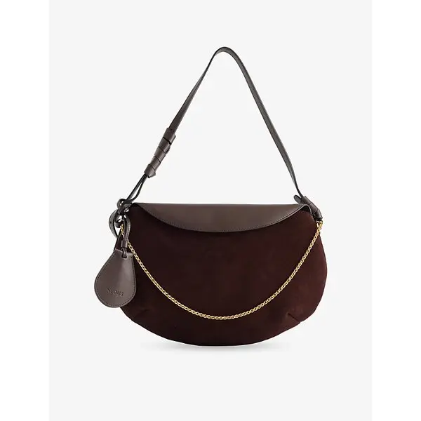 NEOUS Libra Suede And Leather Shoulder Bag - Dark Chocolate