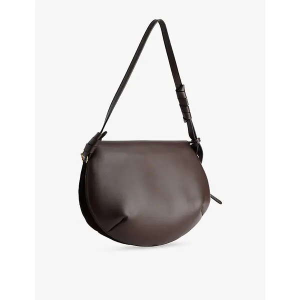 NEOUS Libra Suede And Leather Shoulder Bag - Dark Chocolate