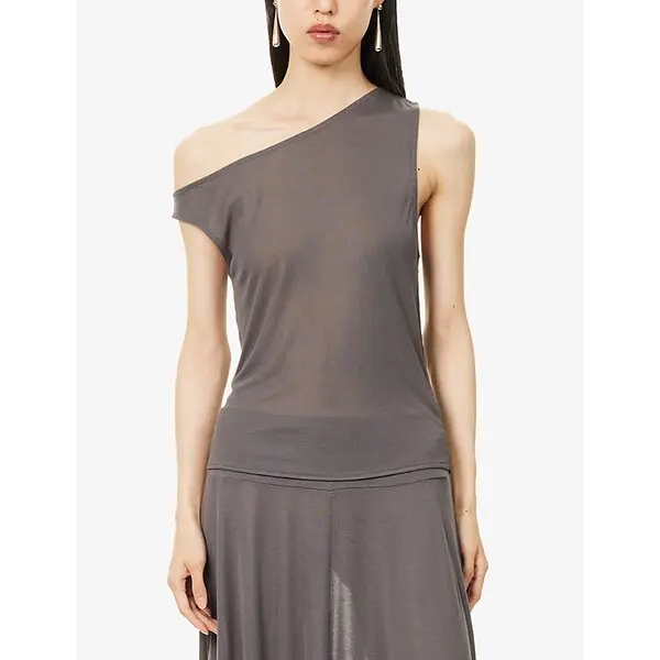 ST. AGNI One-shoulder Jersey Top - Soot