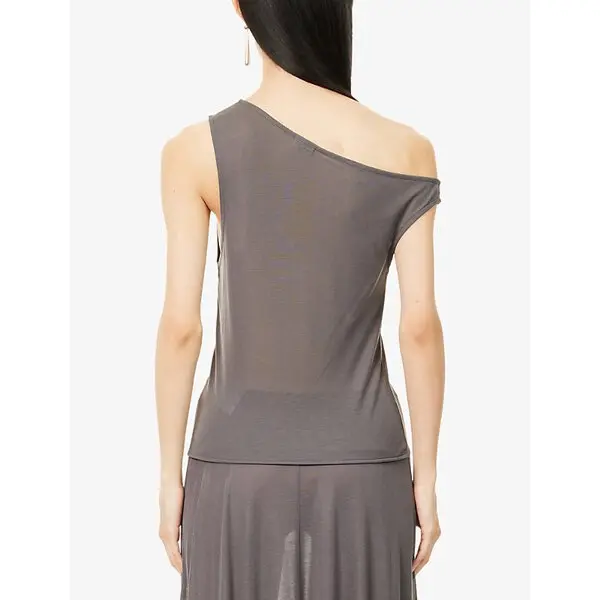 ST. AGNI One-shoulder Jersey Top - Soot