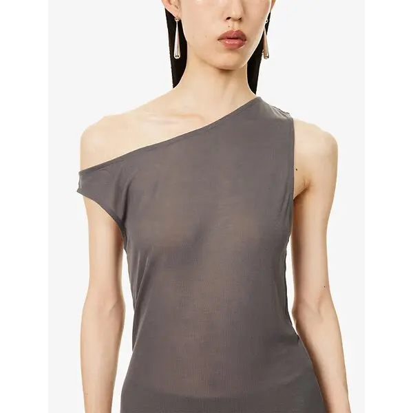ST. AGNI One-shoulder Jersey Top - Soot