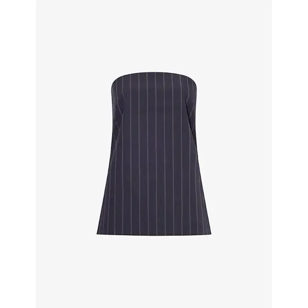 ST. AGNI Striped Strapless Cotton-blend Top - Ink