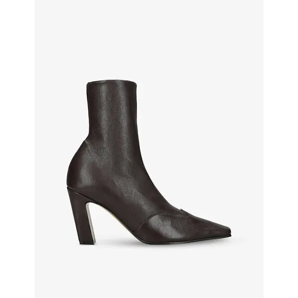 Khaite Nevada 85 Leather Ankle Boots - Dark Brown