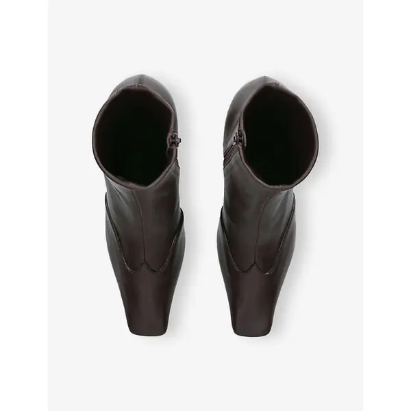 Khaite Nevada 85 Leather Ankle Boots - Dark Brown