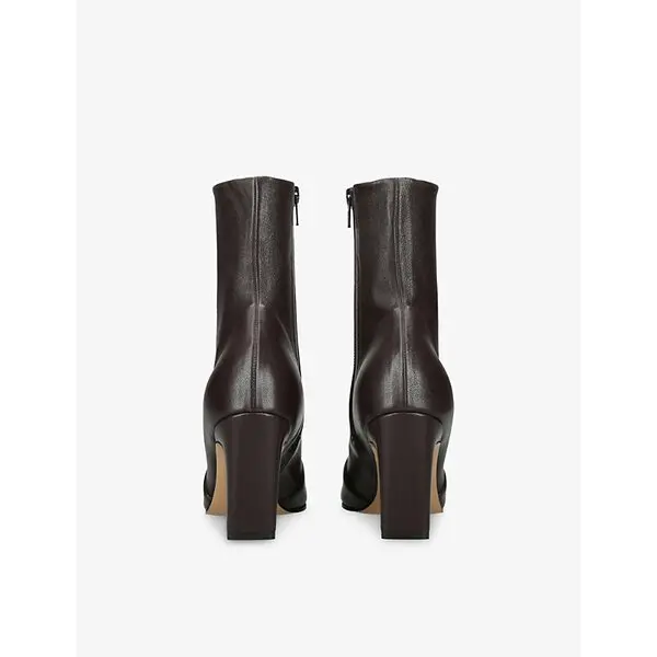 Khaite Nevada 85 Leather Ankle Boots - Dark Brown