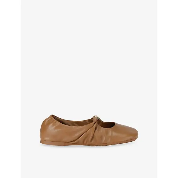 Loewe Pebble Soft Ballerina Leather Flats - Mid Brown