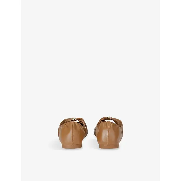 Loewe Pebble Soft Ballerina Leather Flats - Mid Brown