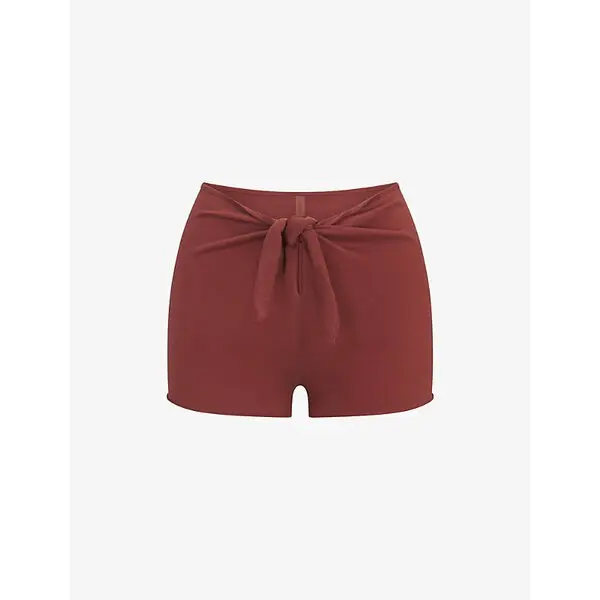 SKIMS Cotton-jersey Tie-front Shorts - Henna