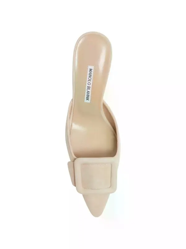Manolo Blahnik Buckle-detail Suede Mules - Neutrals