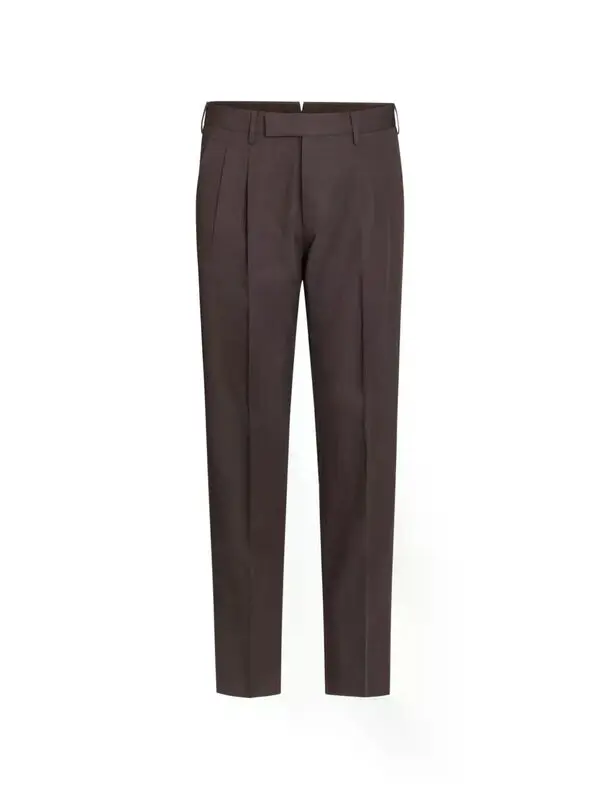 Zegna Pleated Pressed-crease Trousers - Brown