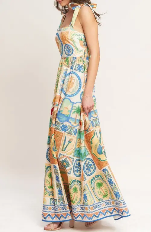 FLYING TOMATO Printed Tie-strap Sundress