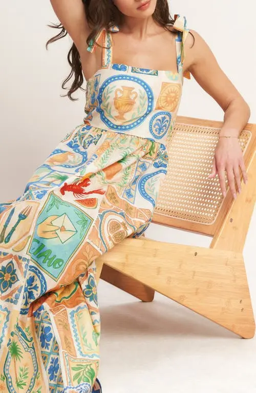 FLYING TOMATO Printed Tie-strap Sundress