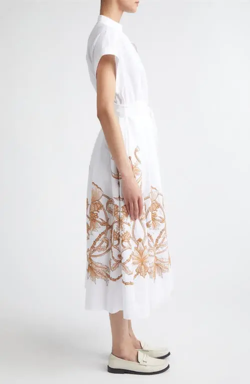 Eleventy Embroidered Cotton Shirtdress - White/beige