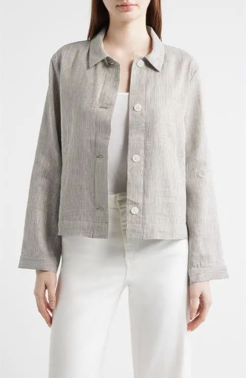 Eileen Fisher Linen Blend A-line Jacket - Wren