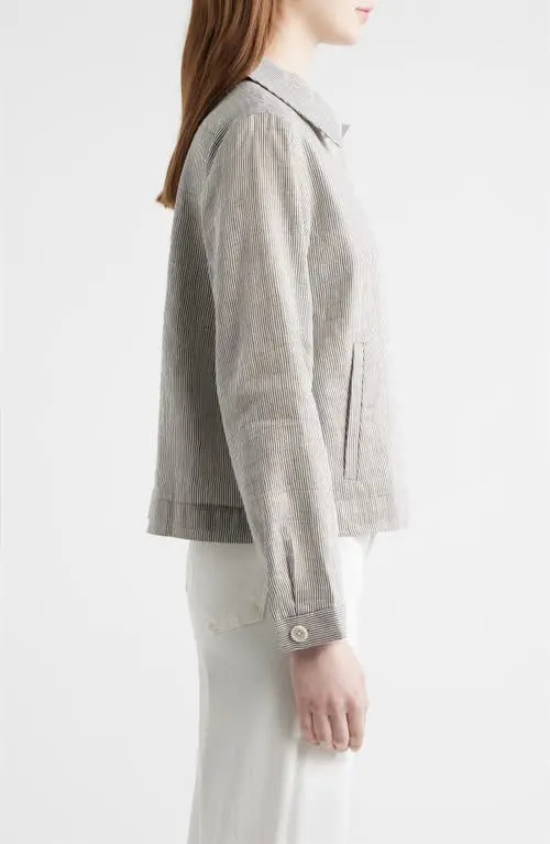 Eileen Fisher Linen Blend A-line Jacket - Wren