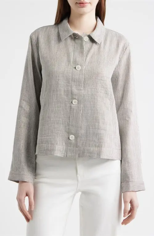 Eileen Fisher Linen Blend A-line Jacket - Wren