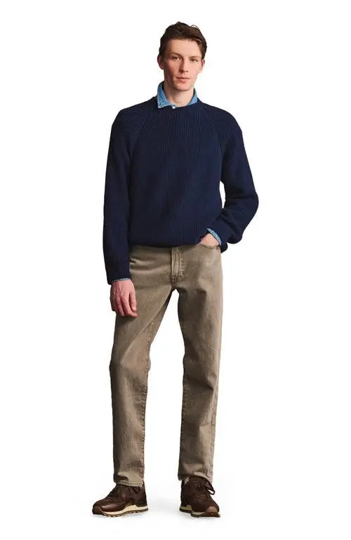 Naadam Cotton Fisherman Raglan Crewneck Sweater - Indigo