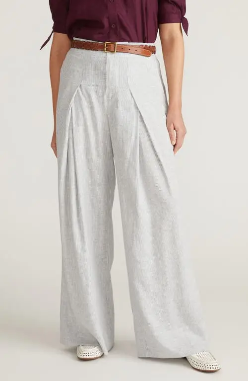 Universal Standard Marley Pleated Wide Leg Pants - Beach Stripe