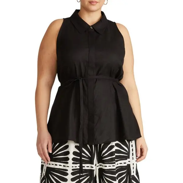 Universal Standard Linen-blend Tie-waist Top