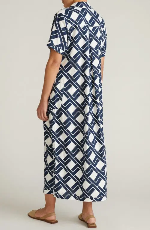 Universal Standard Leaf-print Linen-blend Maxi Dress - Geometrica Print