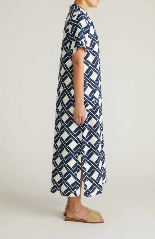 Universal Standard Leaf-print Linen-blend Maxi Dress - Geometrica Print