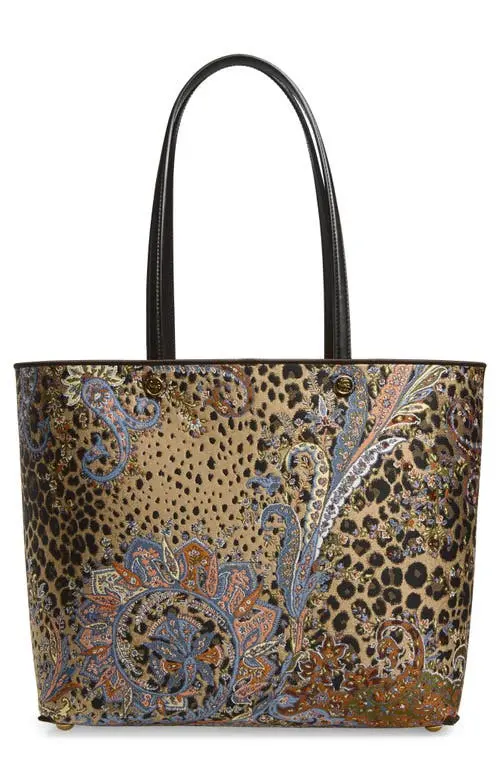 Etro Essential Leopard Jacquard Tote - Beige