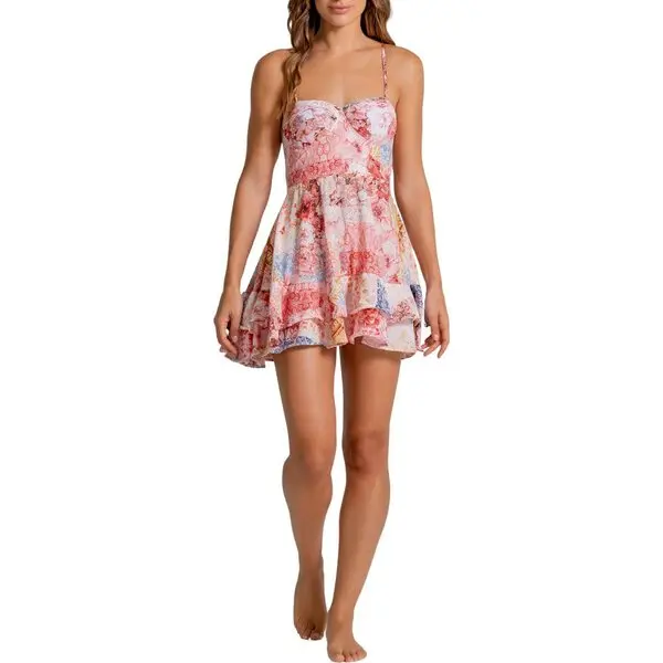 Cosita Linda Lace-up Back Mini Sundress - Multi