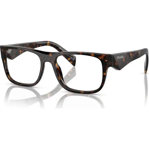 Prada 53mm Rectangle Full Rim Eyeglasses - Tortoise