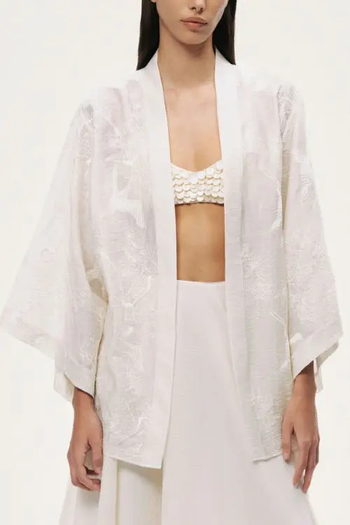 NOCTURNE Textured Jacquard Robe - Ivory