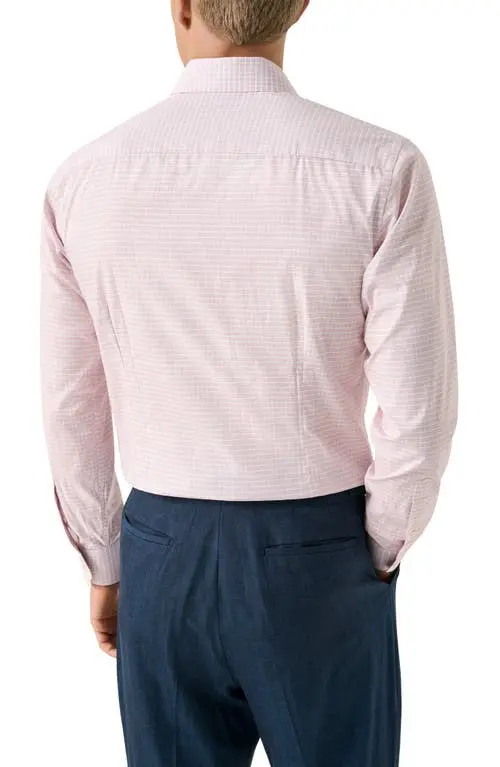 Eton Contemporary Fit Check Fine Cotton Twill Dress Shirt - Medium Orange
