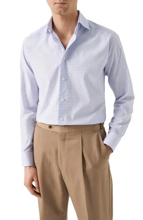 Eton Slim Fit Check Fine Cotton Twill Dress Shirt - Medium Purple