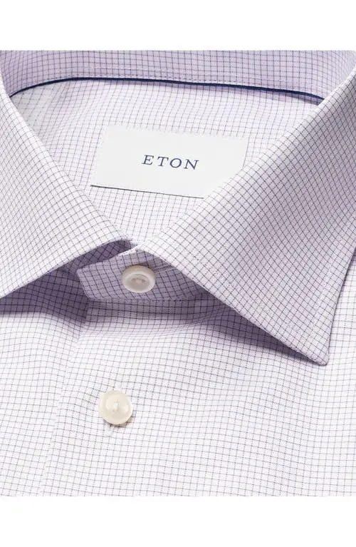 Eton Contemporary Fit Check Cotton Twill Dress Shirt - Light Purple