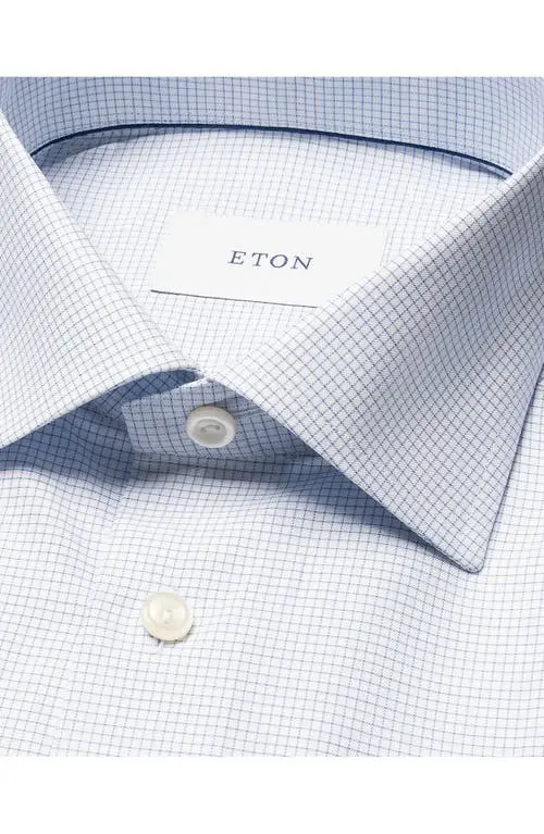 Eton Slim Fit Check Cotton Twill Dress Shirt