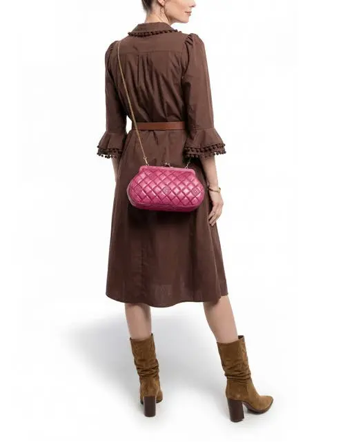 OLD TREND Petunia Small Quilted Leather Crossbody - Fuchsia