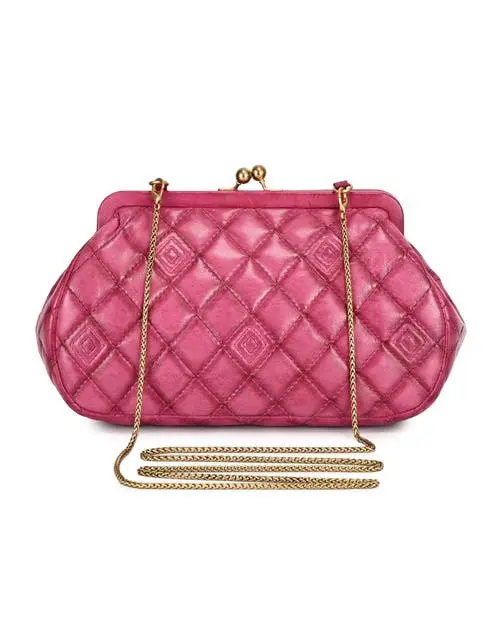 OLD TREND Petunia Small Quilted Leather Crossbody - Fuchsia