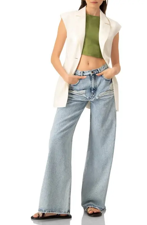 IVONNE Sleeveless Cropped Linen Top - Green