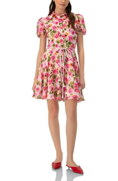 IVONNE Floral Shirt Dress With Waist Tie