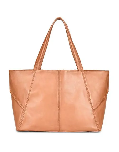 OLD TREND Wishbone Oversized Leather Carryall Tote - Butter