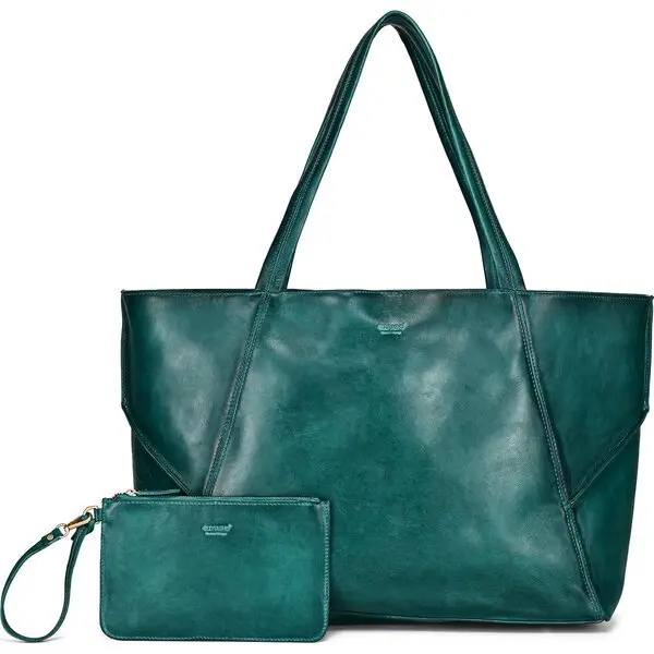 OLD TREND Wishbone Oversized Leather Carryall Tote - Teal
