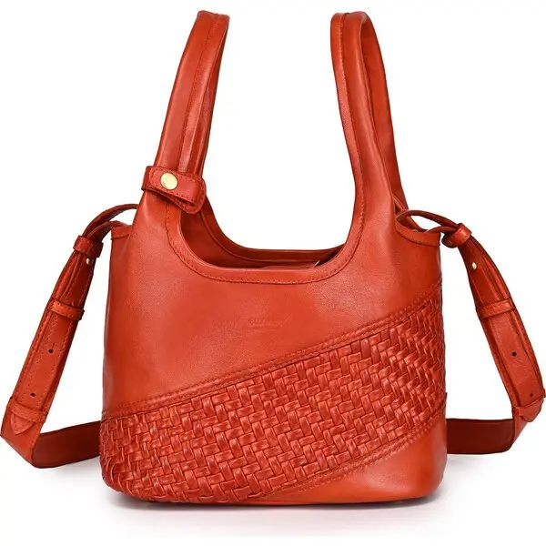 OLD TREND Lily Handwoven Leather Tote - Orange