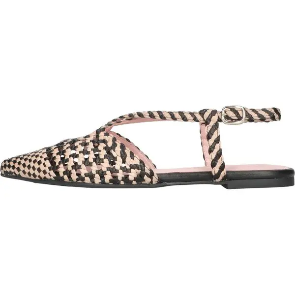Pretty Ballerinas Pointed Toe Woven Slingback - Black