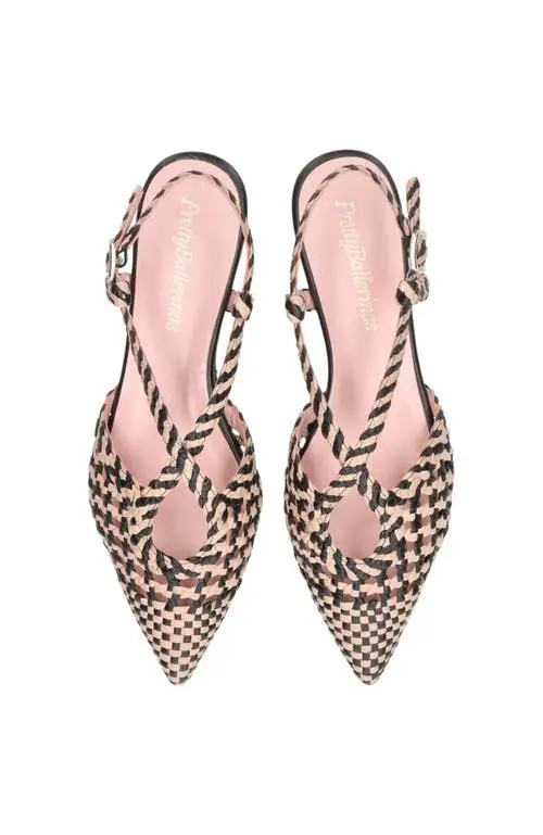 Pretty Ballerinas Pointed Toe Woven Slingback