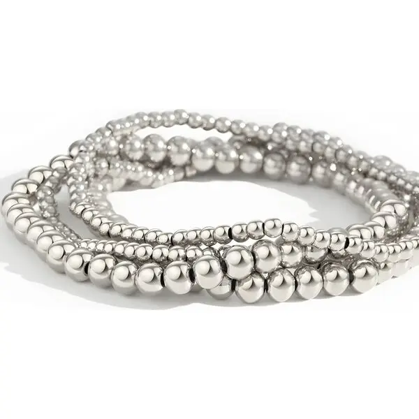 MINT & LILY Beaded Bracelet Set - Silver