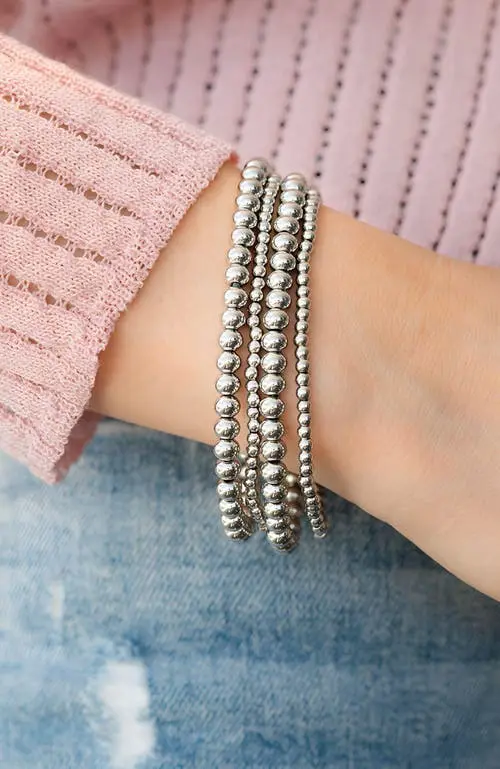 MINT & LILY Beaded Bracelet Set - Silver