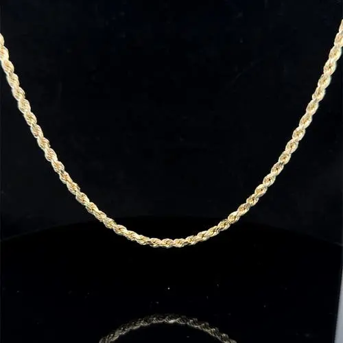 ANCONA JEWELRY 14k Gold Diamond Cut Rope Chain Necklace