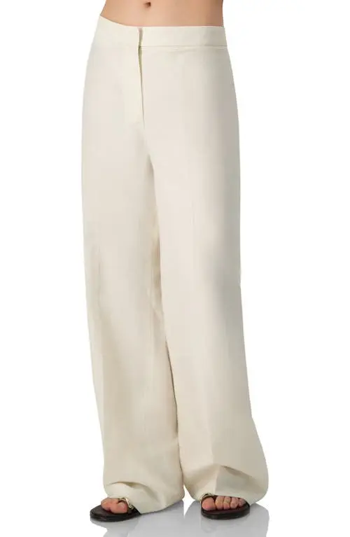 IVONNE Linen Straight-leg Pants - Ivory