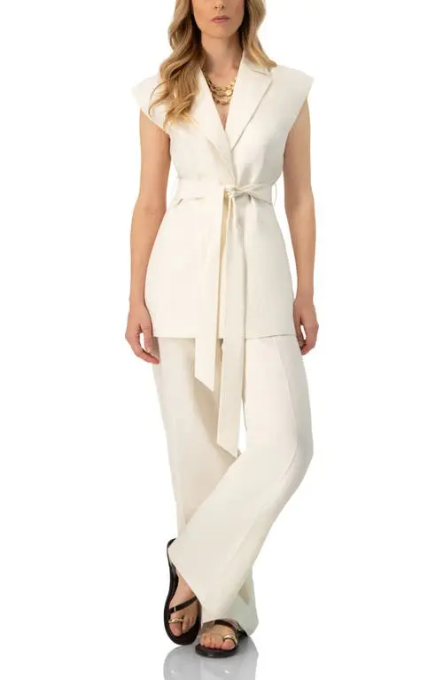 IVONNE Linen Straight-leg Pants - Ivory