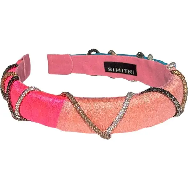 SIMITRI Color Block Headband With Crystal Detailing - Sorbet