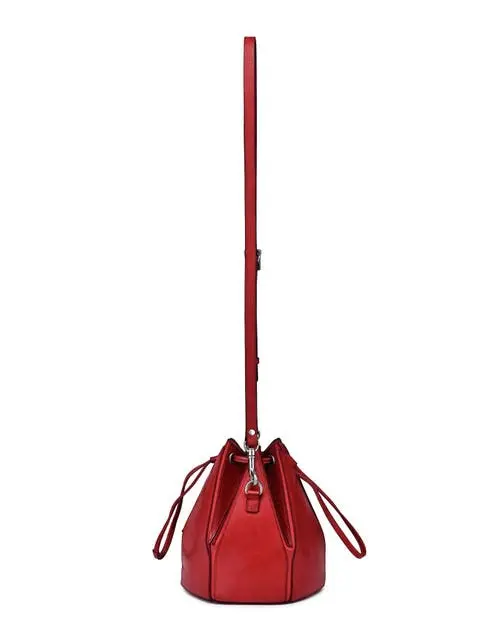 OLD TREND Prism Small Convertible Leather Bucket Crossbody Bag - Red