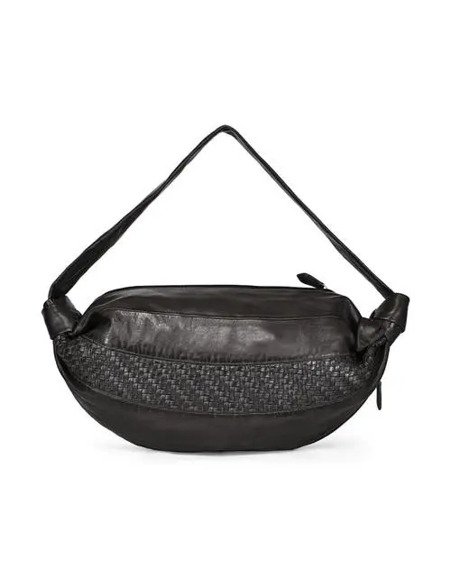 OLD TREND Lily Oversized Handwoven Convertible Leather Sling Bag - Grey
